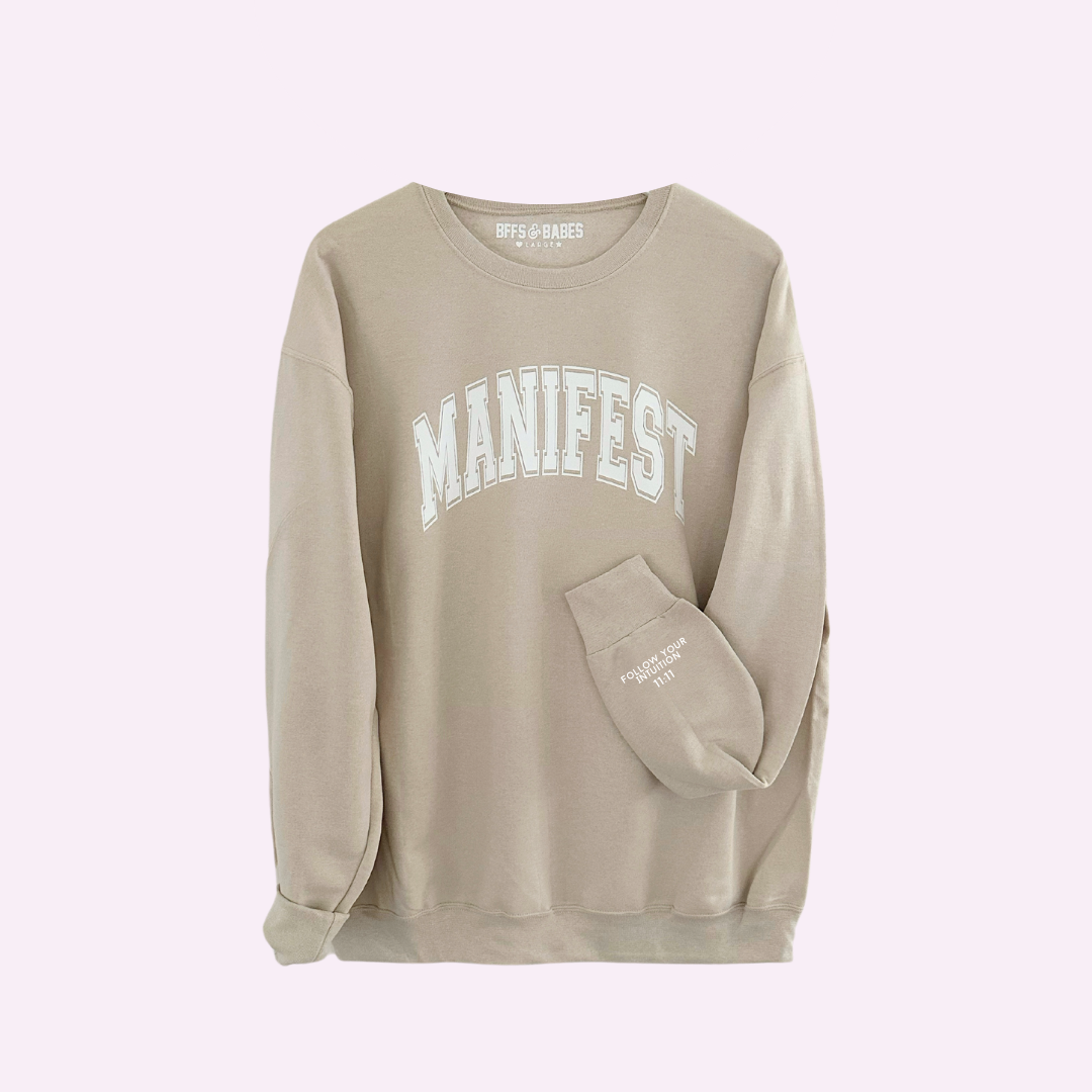 MANIFEST ♡ Jenna Crandall Collab beige sweatshirt – BFFS & BABES