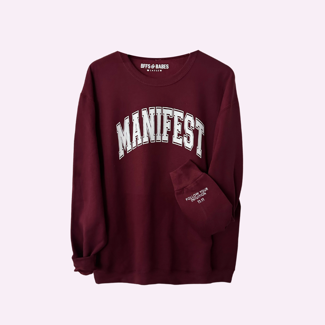 MANIFEST ♡ Jenna Crandall Collab burgundy sweatshirt – BFFS & BABES