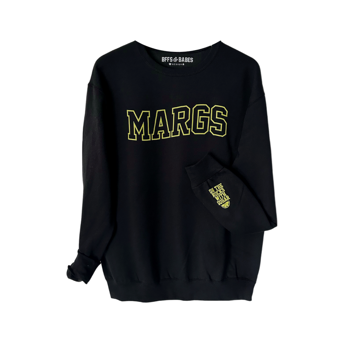 MARGS ♡ black printed sweatshirt ♡ select your cuff – BFFS & BABES